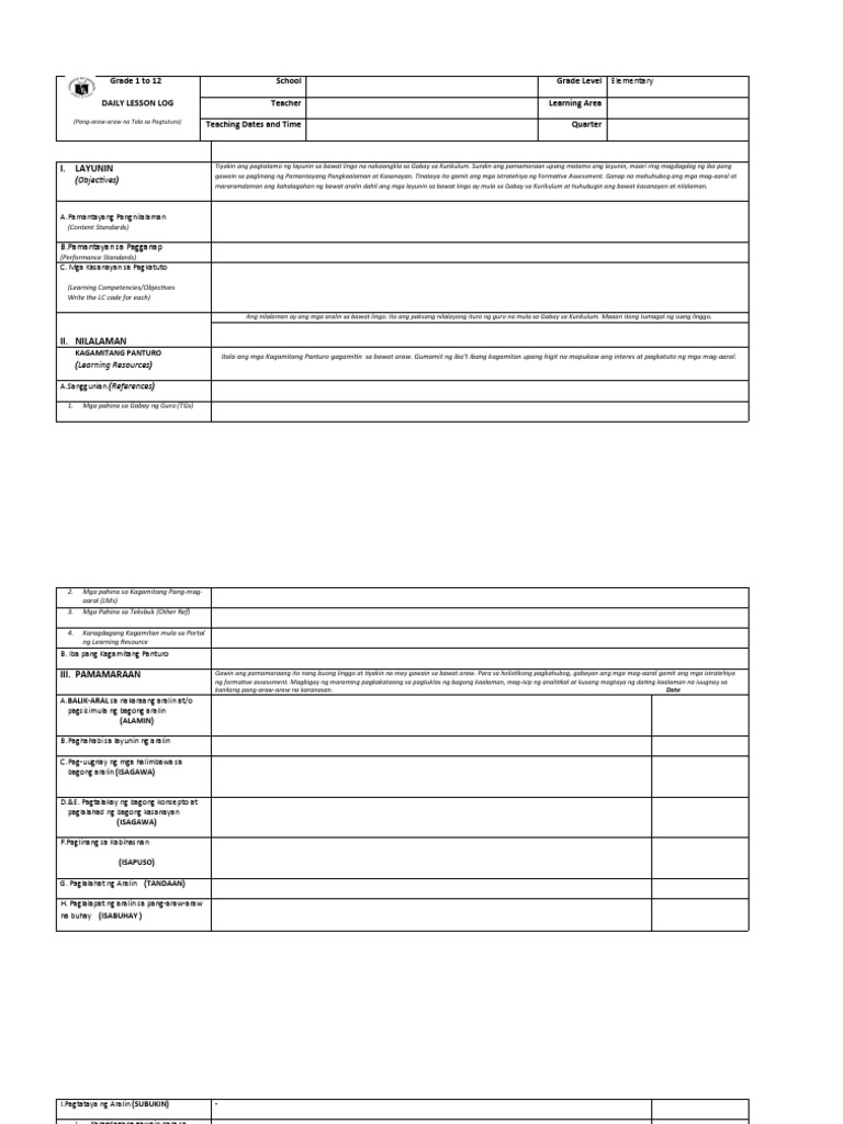 DLL Blank Form | PDF