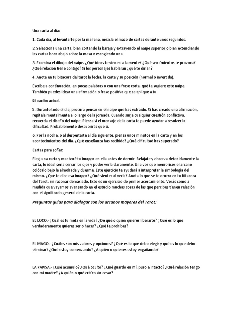 Una guía práctica para la introspección y el autoconocimiento mediante el tarot | PDF | Tarot ...