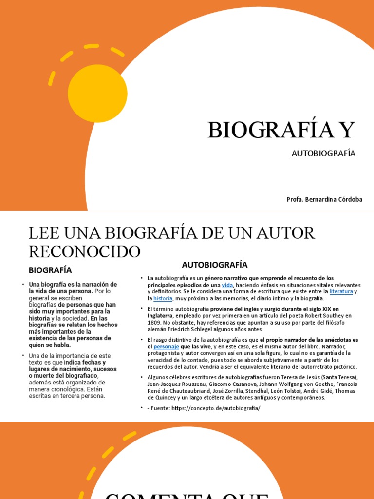 Biografía y Autobiografia | PDF | Autobiografías | Biografía