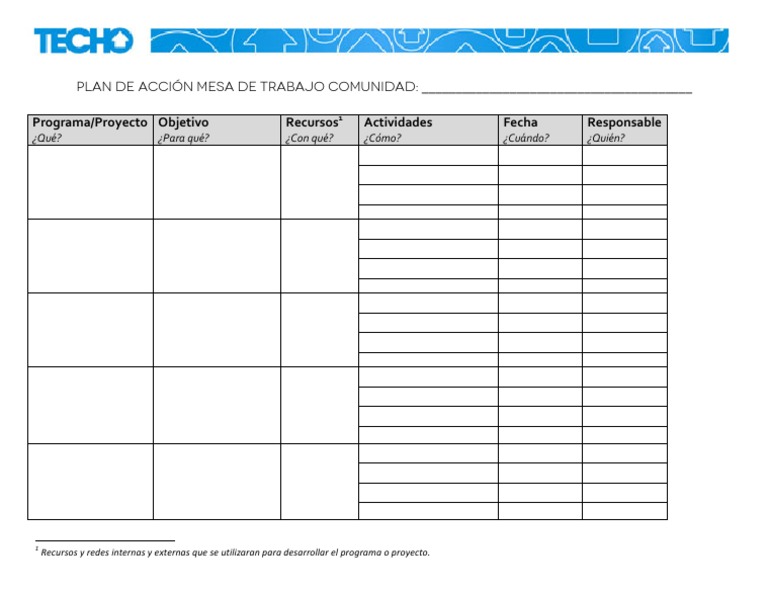 Ejemplo Matriz de Plan de Acción MDT | PDF | Economias