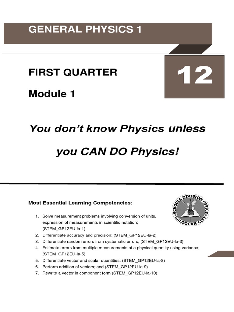 General Physics 1 Week 1 | PDF | Euclidean Vector | Measurement
