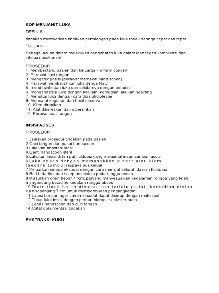 Sop Menjahit Luka | PDF