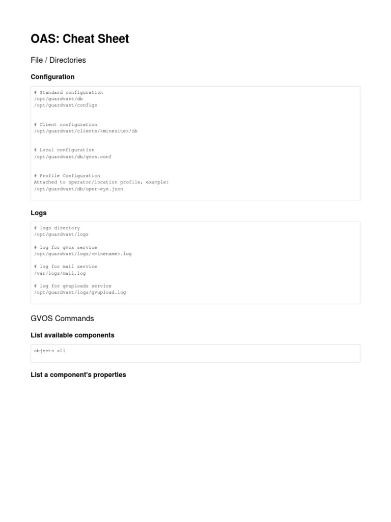 OAS: Cheat Sheet: File / Directories | PDF | Postgre Sql | Databases