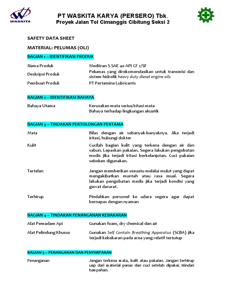 Msds Pelumas Oli Fix | PDF | Kesehatan Holistik