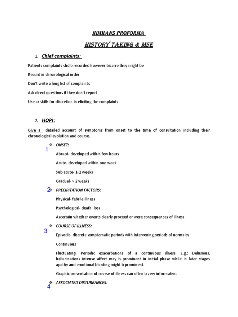 Nimhans Case Proforma New | PDF | Perception | Psychology