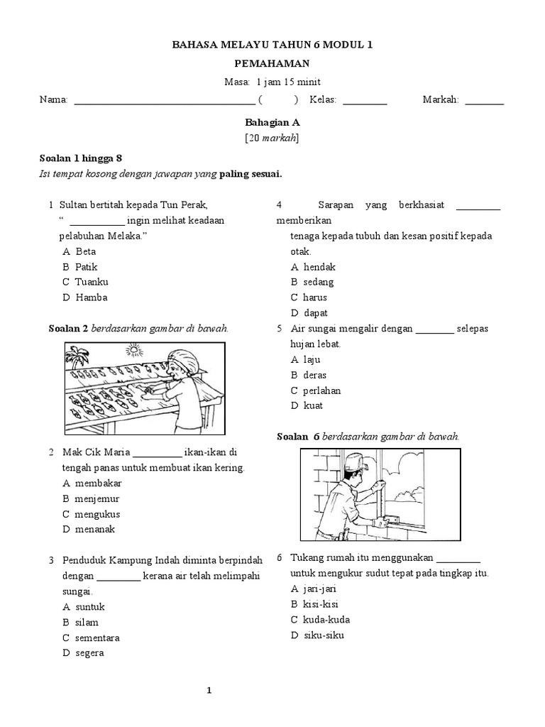 BM Tahun 6 Modul 1edit - Pemahaman | PDF