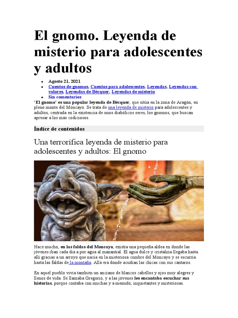 El gnomo: leyenda de codicia y misterio | PDF