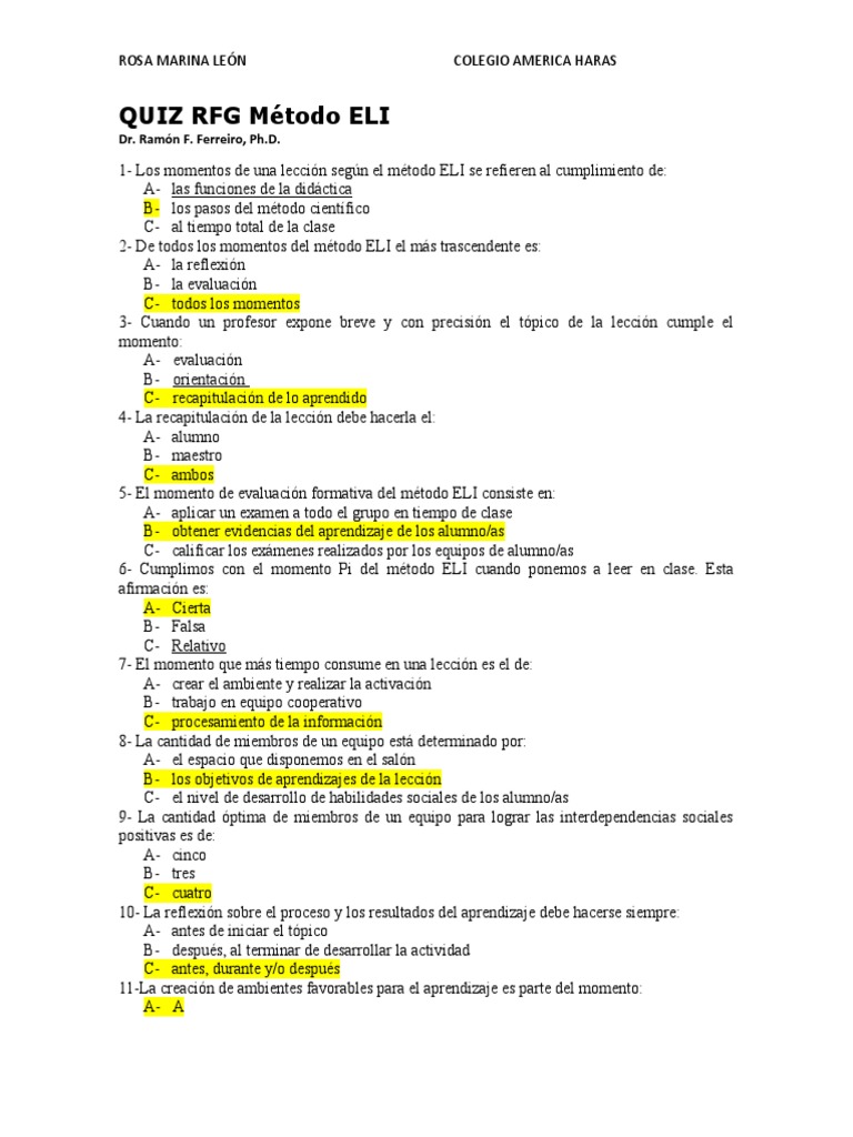 Método ELI: Claves y Momentos Educativos | PDF | Evaluación | Aprendizaje