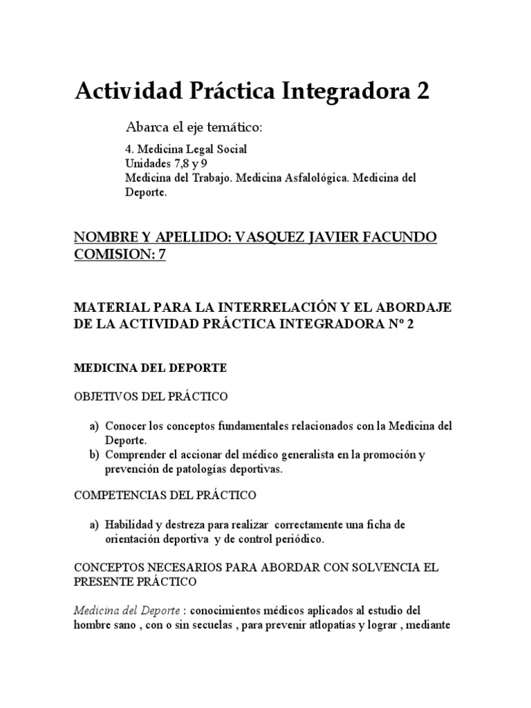 Actividad Práctica Integradora 2 | PDF | Rodilla | Hombro