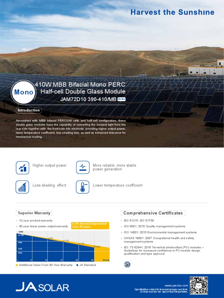 Ficha Tecnica Ja-Solar Bifacial | PDF | Photovoltaics | Electrical ...
