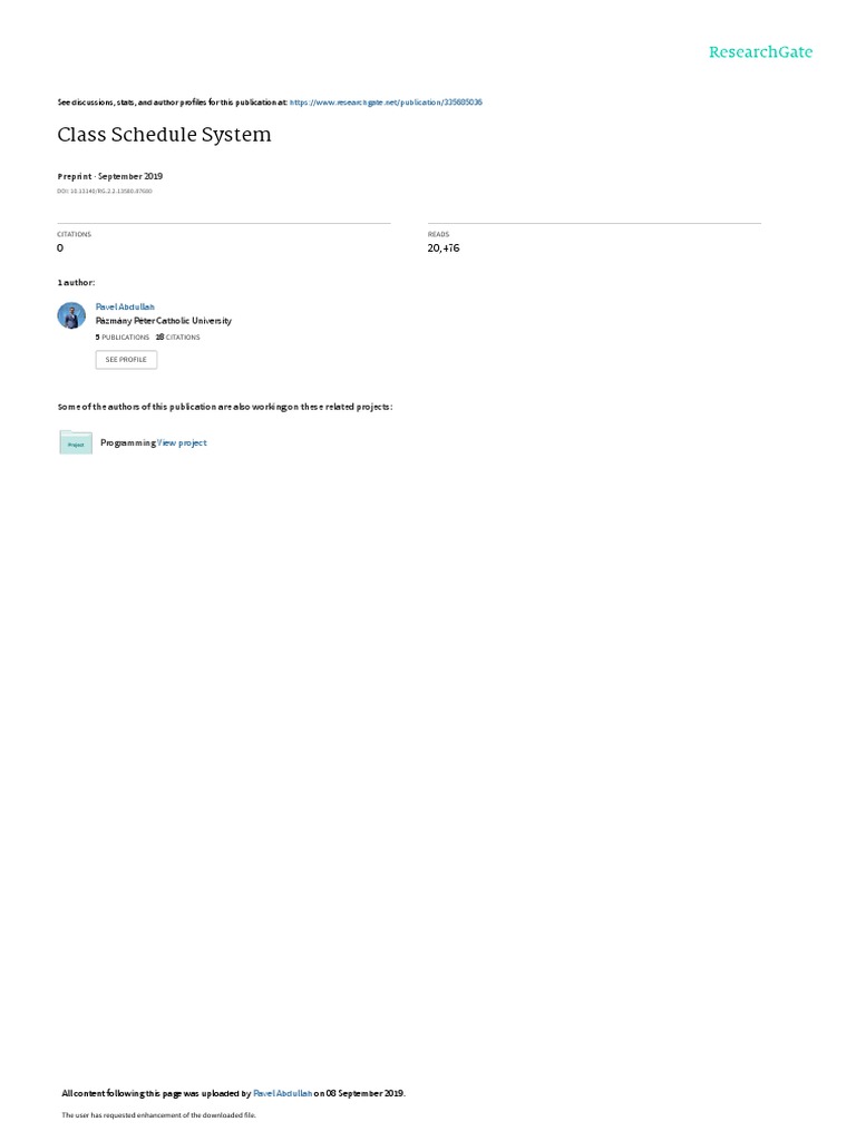 Class Schedule System: September 2019 | PDF | Databases | Internet & Web