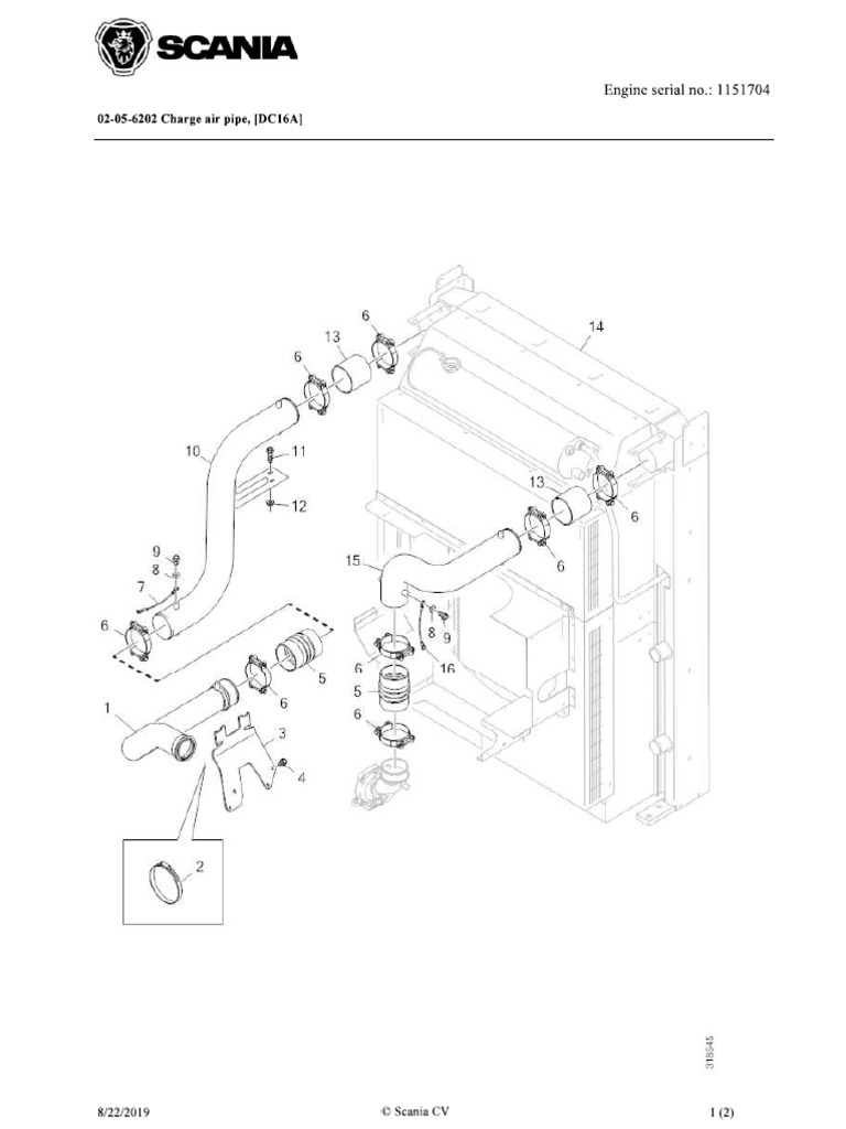 Scania DC 16 - 01 Charge Air Pipe | PDF