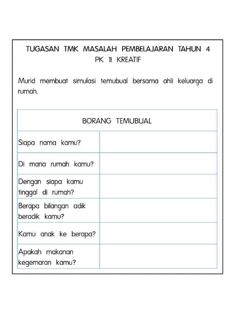 Borang Temubual TMK | PDF