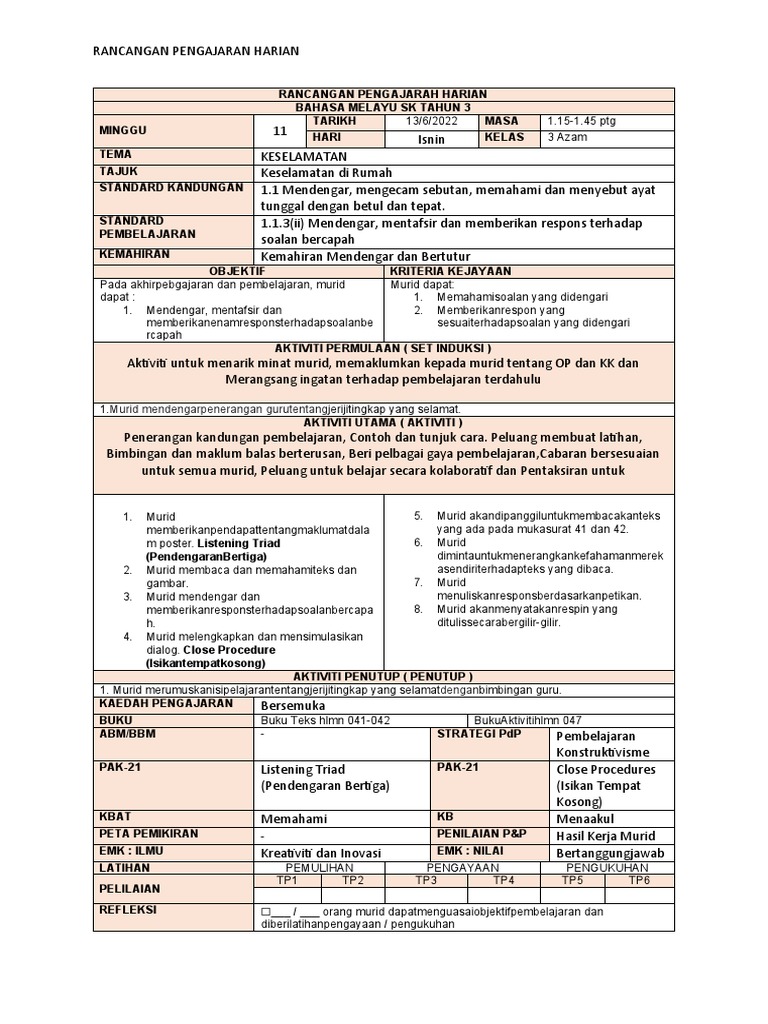 RPH MINGGU 12 BM THN 3 BY CIKGU Amin | PDF