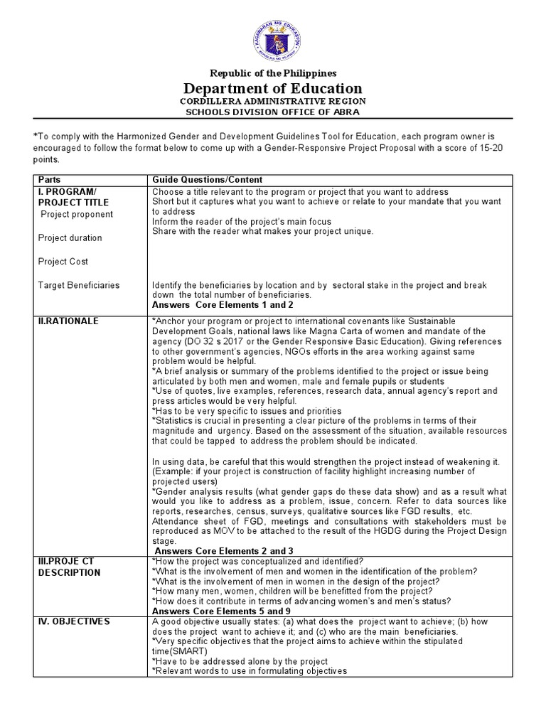 Gender Responsive Project Proposal Template | PDF