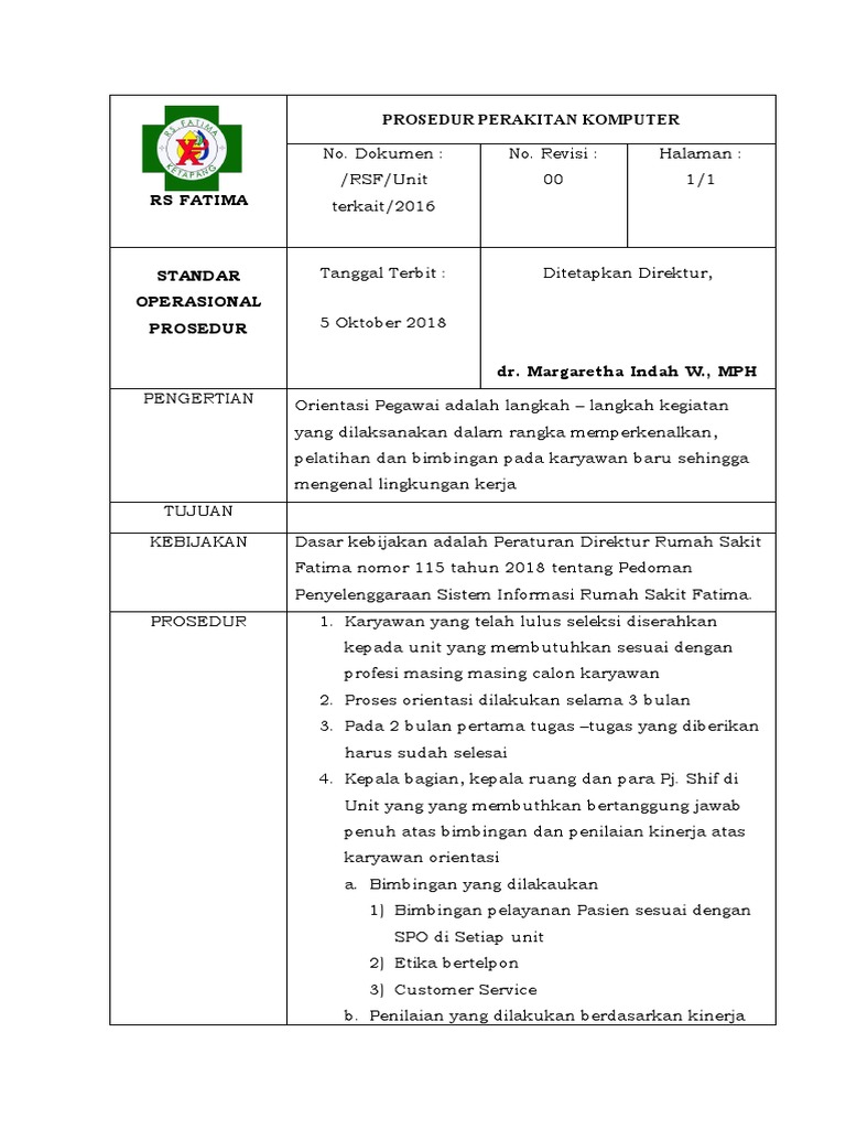 Contoh SPO Orientasi | PDF