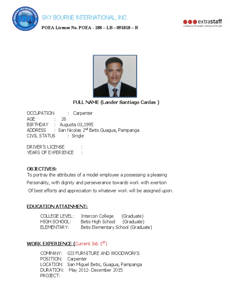 Sky Bourne International, Inc.: POEA License No. POEA - 188 - LB ...