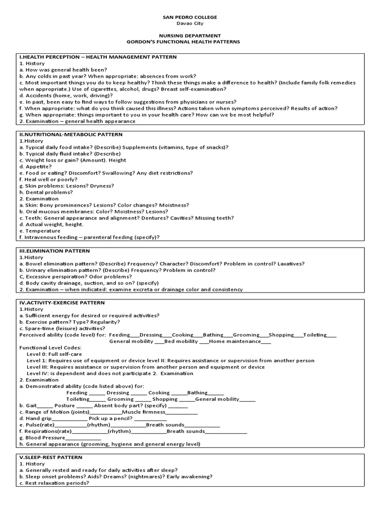 GORDONS-FUNCTIONAL-HEALTH-PATTERN | PDF | Menstruation | Sleep