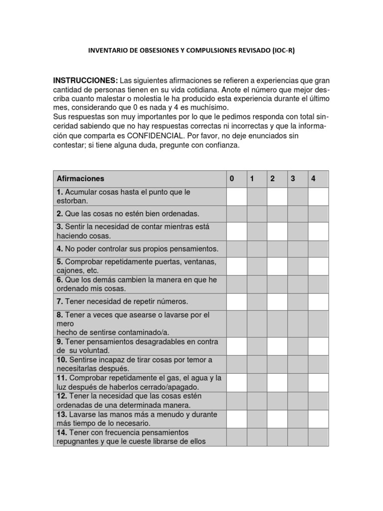Taller TOC Foa y Otros IOC R | PDF | Relaciones personales, crianza y desarrollo personal ...