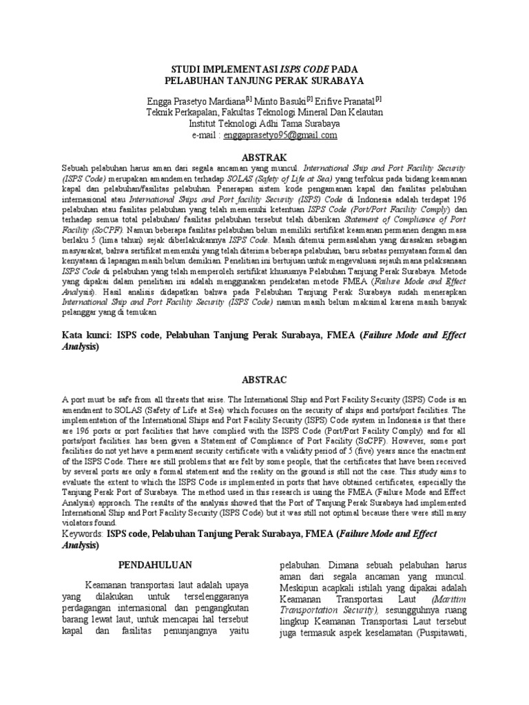 Evaluasi Penerapan ISPS Code di Tanjung Perak | PDF | Bisnis | Teknologi & Rekayasa