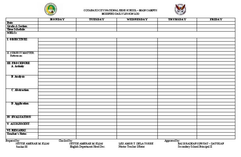 Cotabato City High School Lesson Log | PDF | Science & Mathematics