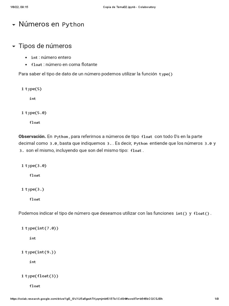 Números y Operaciones en Python | PDF | División (Matemáticas) | Número complejo