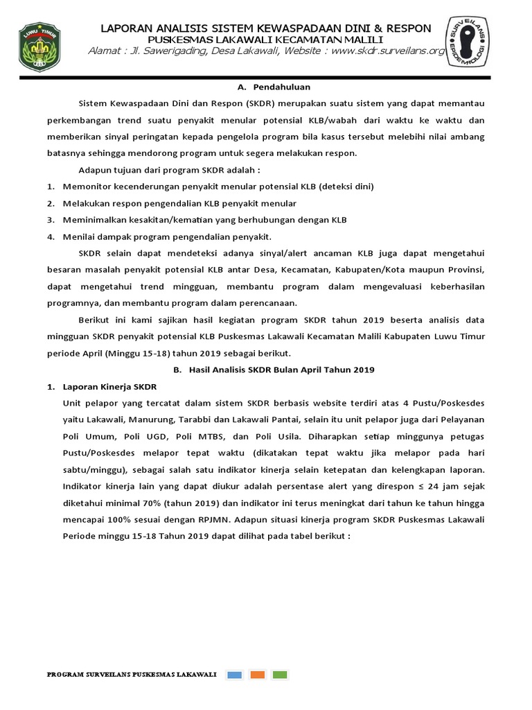 LAPORAN Analisis Kecenderungan SKDR April | PDF