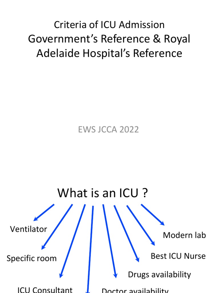 FINAL Criteria of ICU Admission EWS JCCA 2022 | PDF