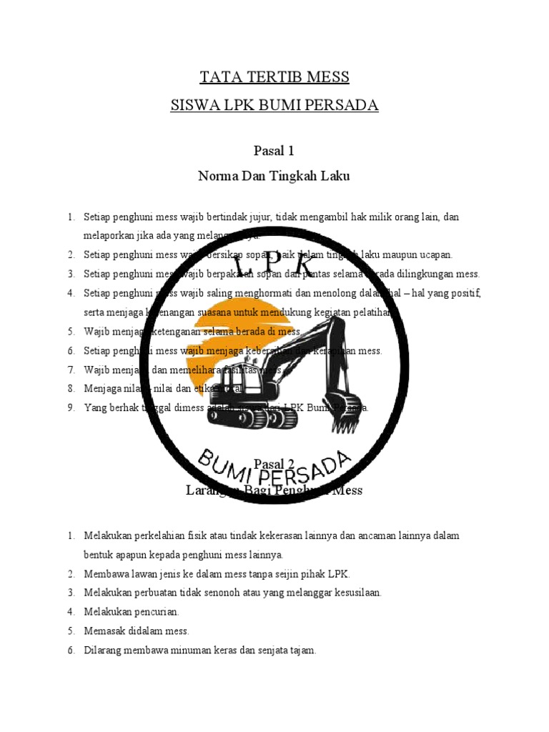 Tata Tertib Mess | PDF