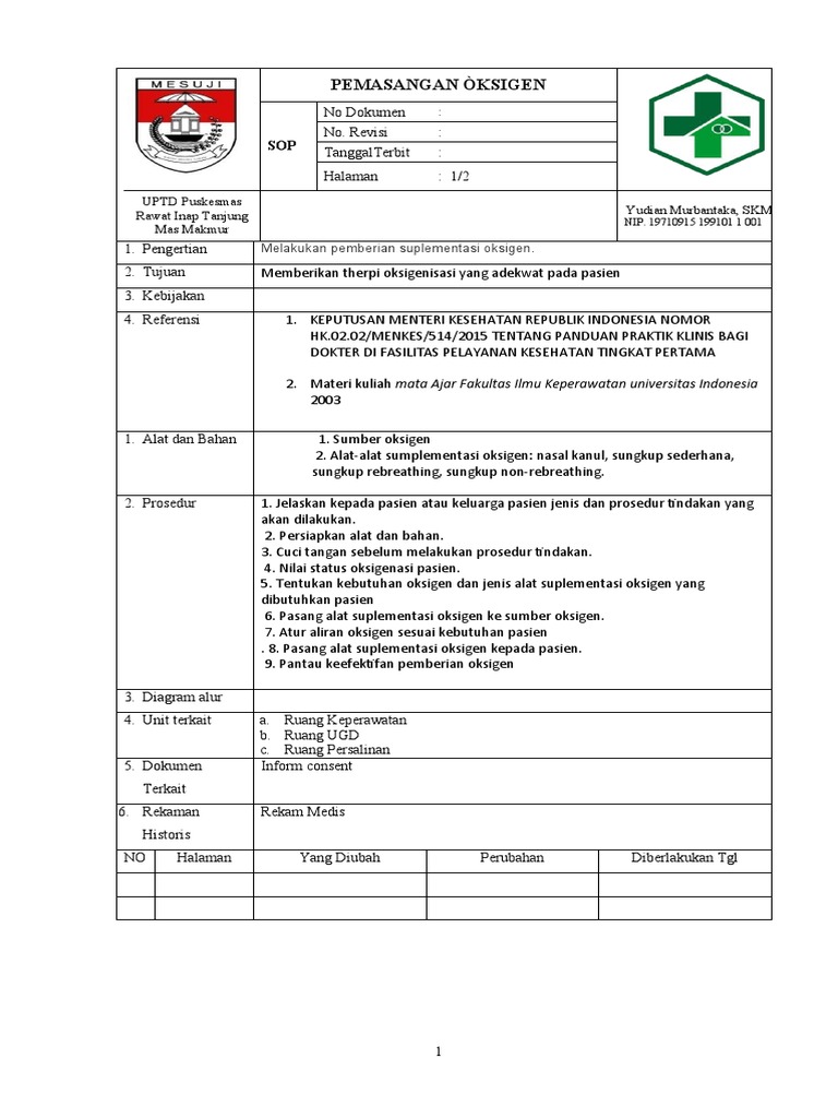 SOP PEMASANGAN O2 | PDF