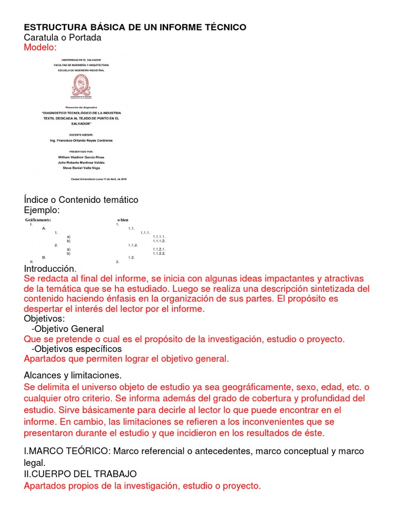 Estructura Basica de Un Informe Tecnico 2020 | PDF