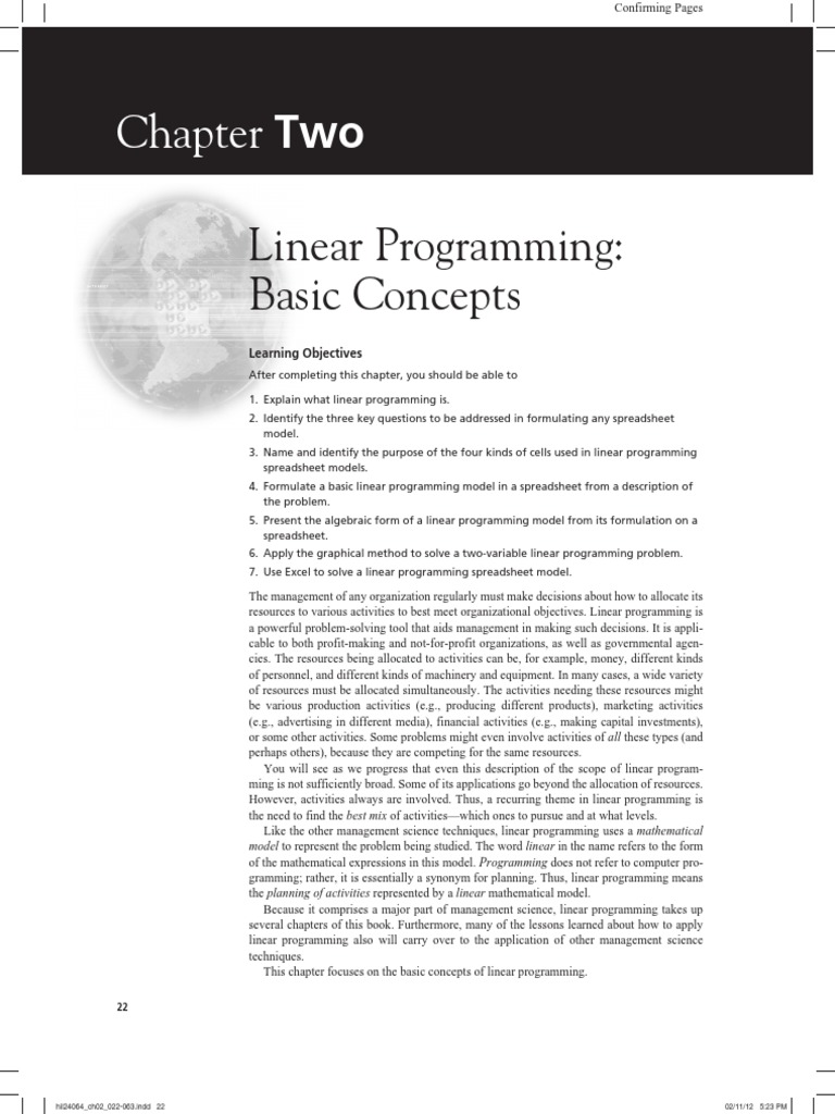 Chapter Two: Linear Programming: Basic Concepts | PDF | Spreadsheet | Microsoft Excel