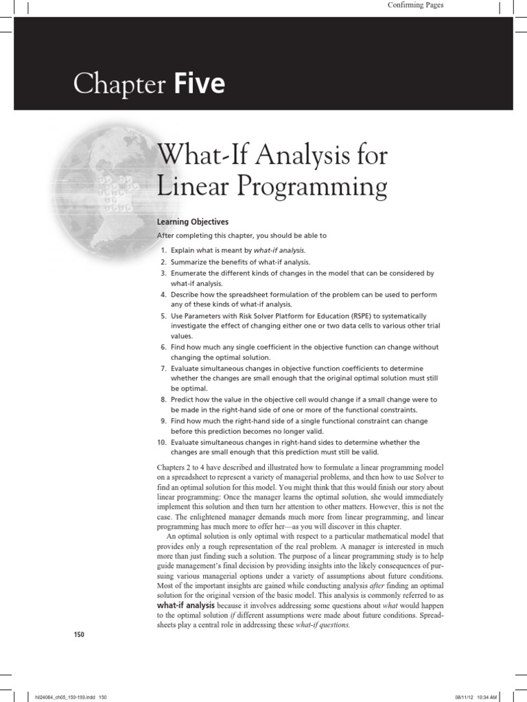 Chapter Five: What-If Analysis For Linear Programming | PDF | Sensitivity Analysis ...