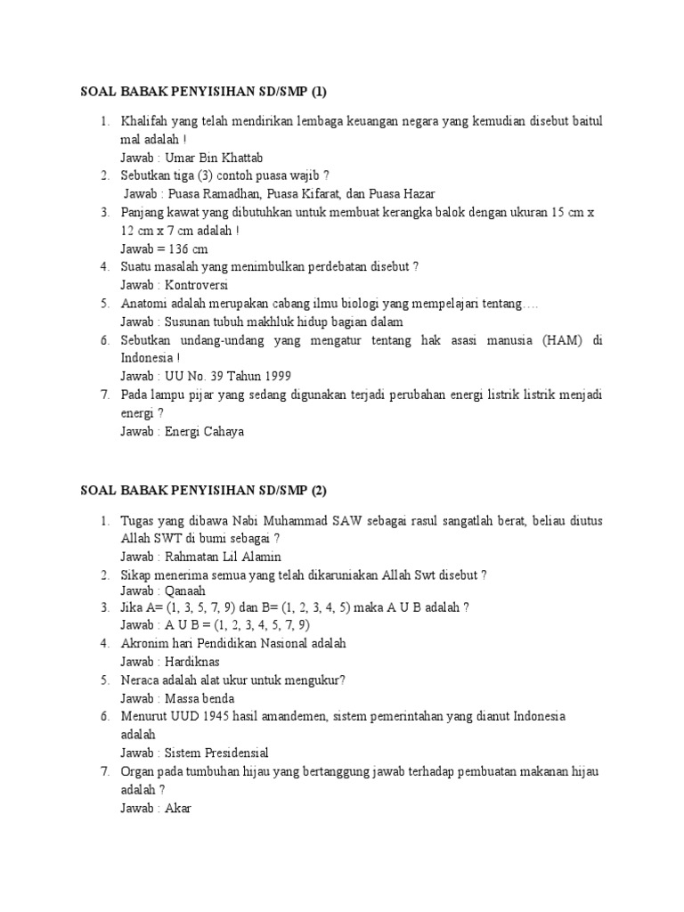 Soal CC SD SMP Acc | PDF | Kajian Bahasa Asing