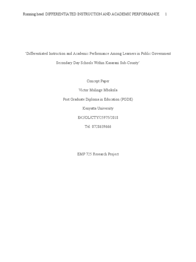 Differentiating Instruction to Improve Academic Performance: A Study of Public Secondary Schools ...