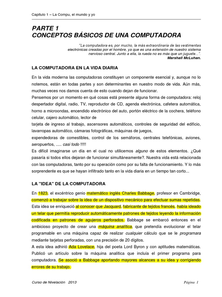 Conceptos Basicos - Parte 1 Resumen | PDF | Informática | Unidad Central de procesamiento