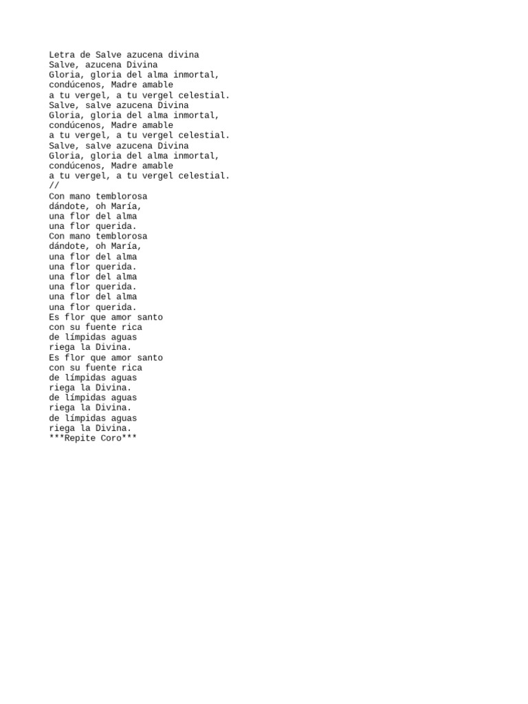 Salve Azucena Divina - Letra | PDF