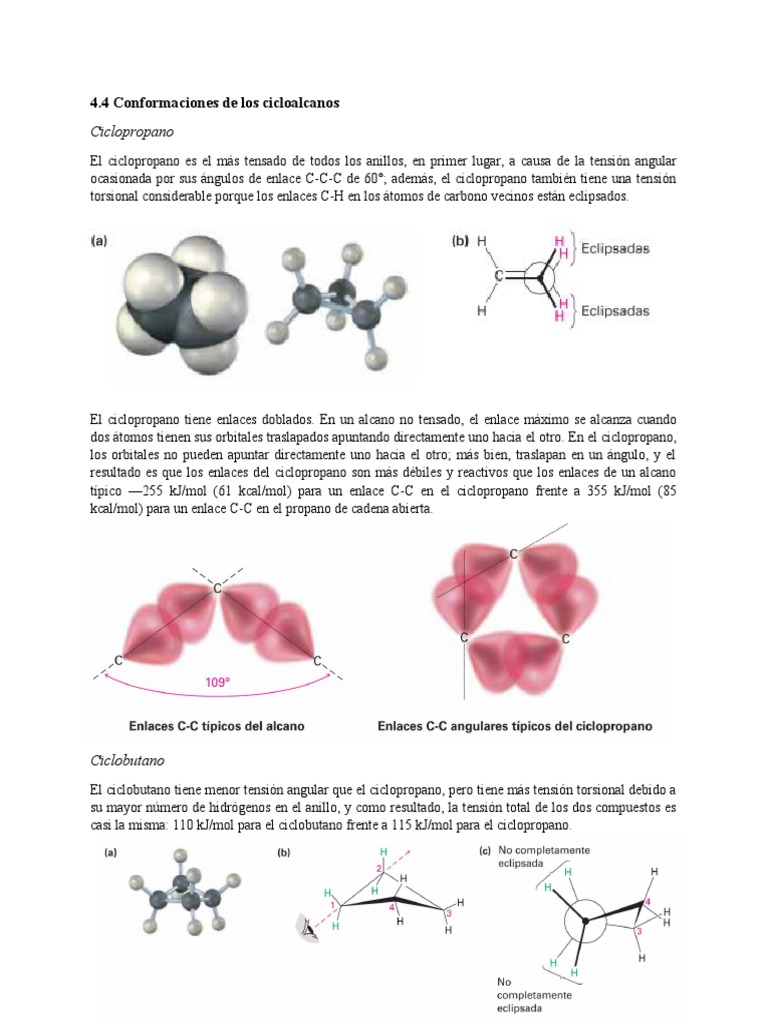 Ciclopropano: 4.4 Conformaciones de Los Cicloalcanos | PDF | Química ...