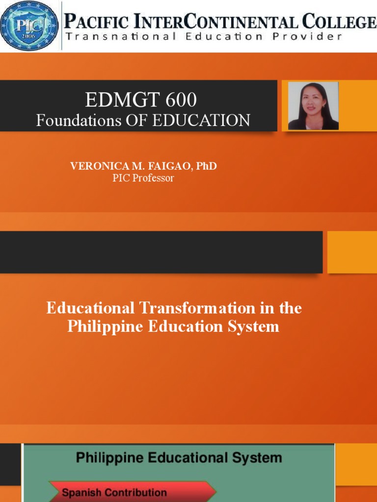 EDMGT 600 FOUNDATION OF EDUCATION Lesson 1 | PDF | Philippines | Curriculum
