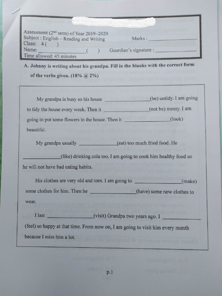 P4 ENG 2nd Exam 6 | PDF