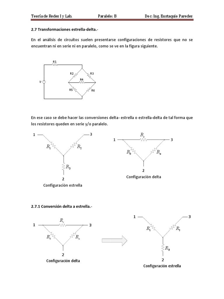 Transformaciones Estrella Delta | PDF | Resistencia Eléctrica y ...