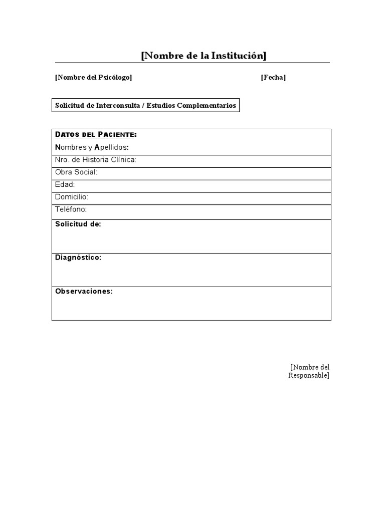 Solicitud de Interconsulta | PDF