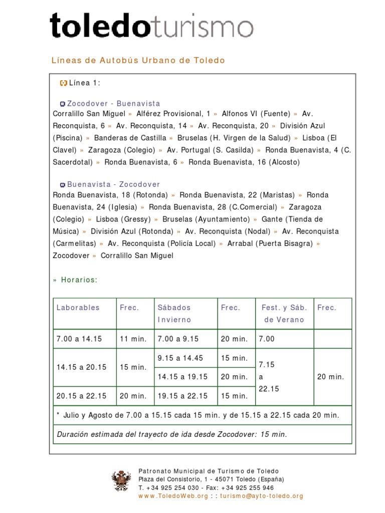 Líneas y Horarios de Autobuses en Toledo | PDF | Madrid | Transporte