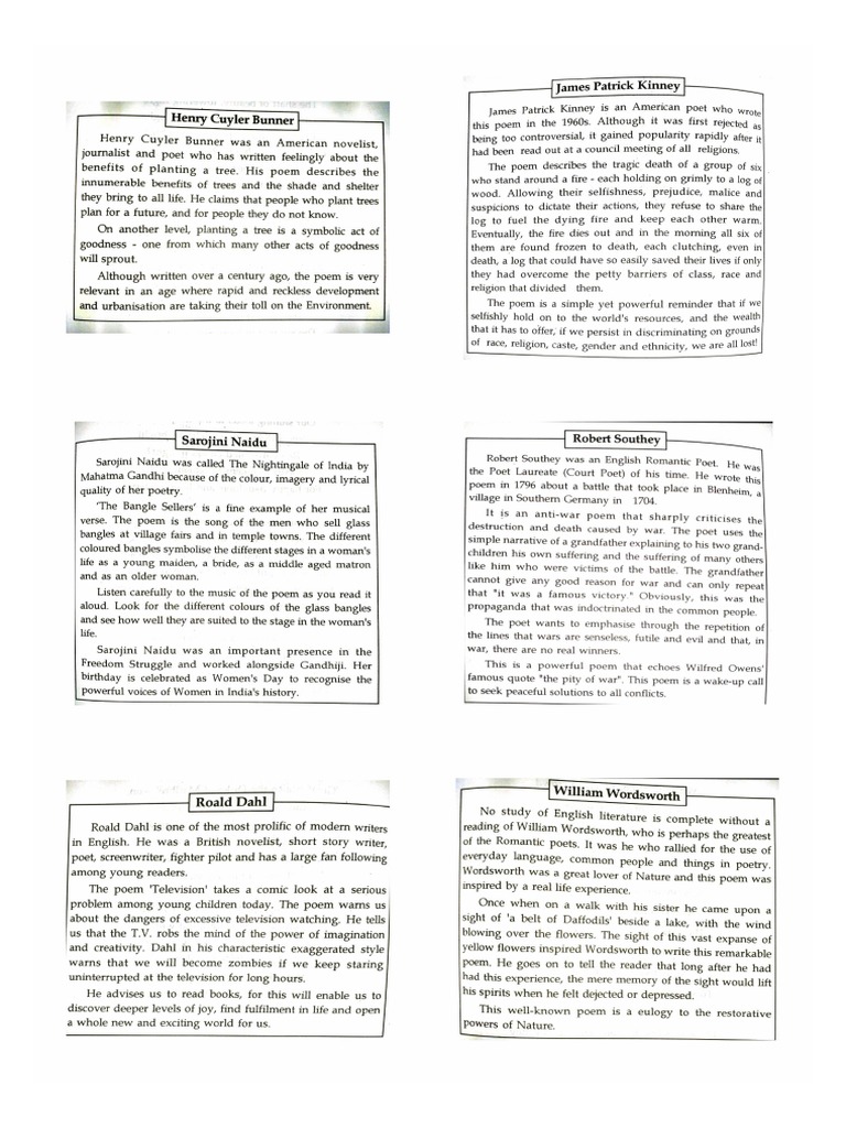 Boxes-Poems ICSE 10TH | PDF