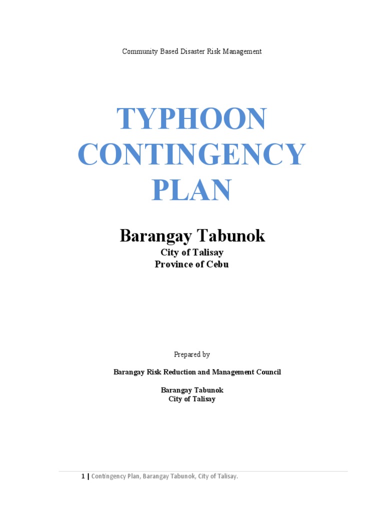 BRGY CONTINGENCY PLAN | PDF | Emergency Management | Tropical Cyclones