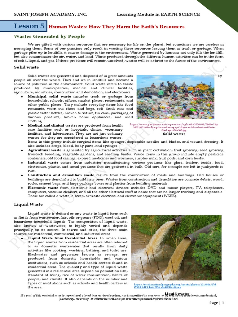 WEEK 7 Earth Science | PDF | Water Pollution | Waste