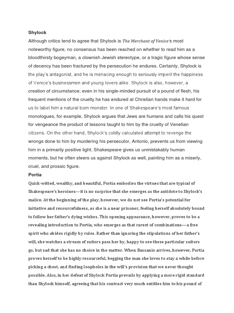The Merchant of Venice - Sparknotes ICSE 10 | PDF | Shylock | The ...