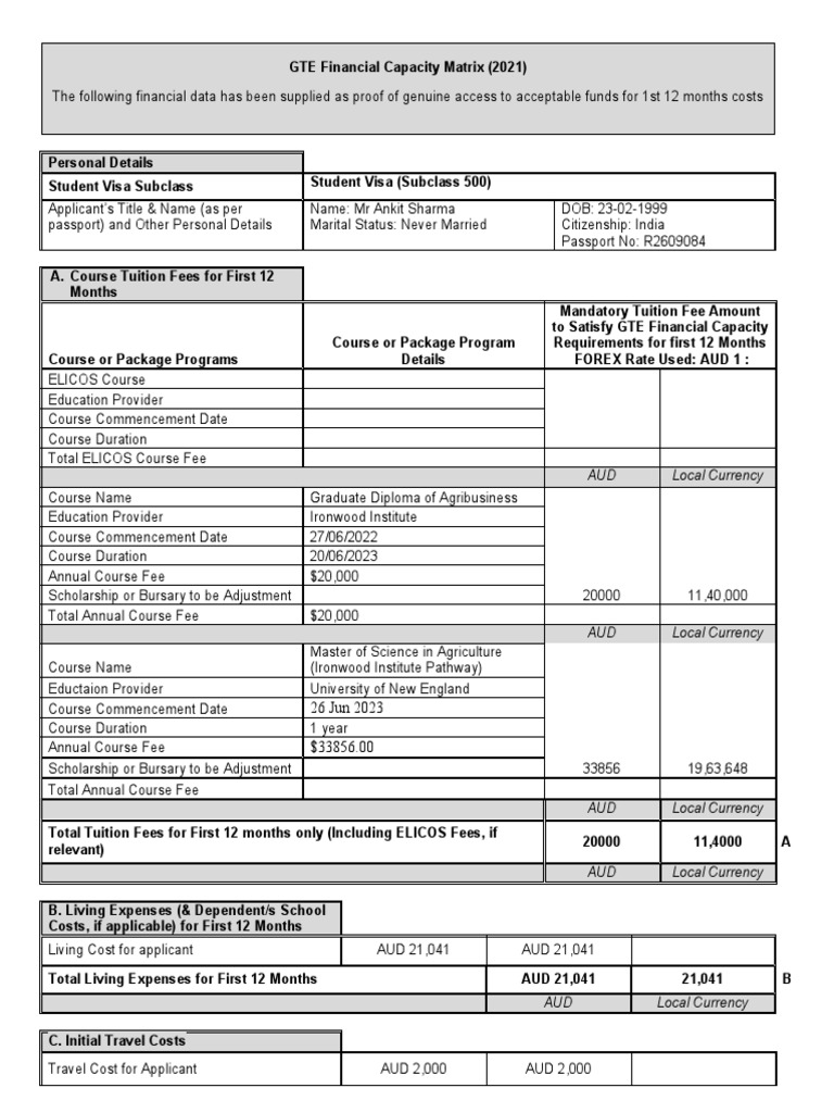 GTE Financial Capacity Matrix (S) - Title & Name (2021) | PDF | Loans ...