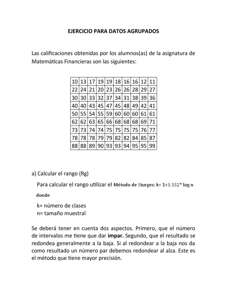 EJERCICIO PARA DATOS AGRUPADOS_2 | PDF