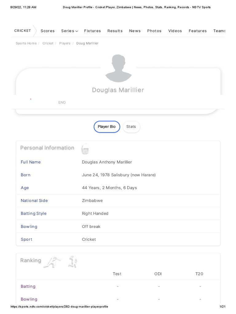Doug Marillier Profile - Cricket Player, Zimbabwe - News, Photos, Stats ...